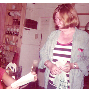 1976- Playwright Jane Chambers at her painting party – North Fork Women